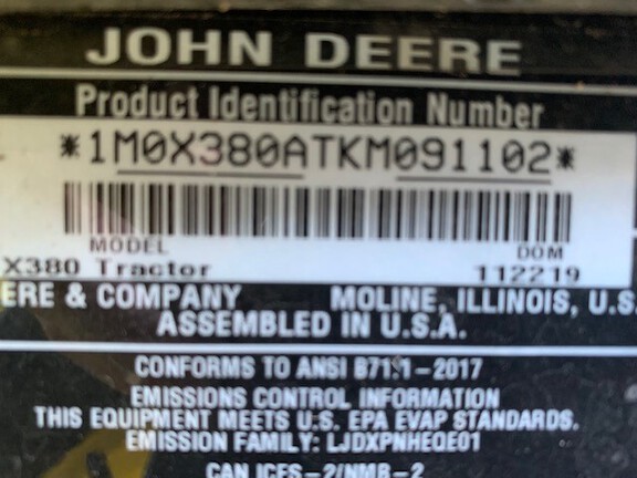 2020 John Deere X380